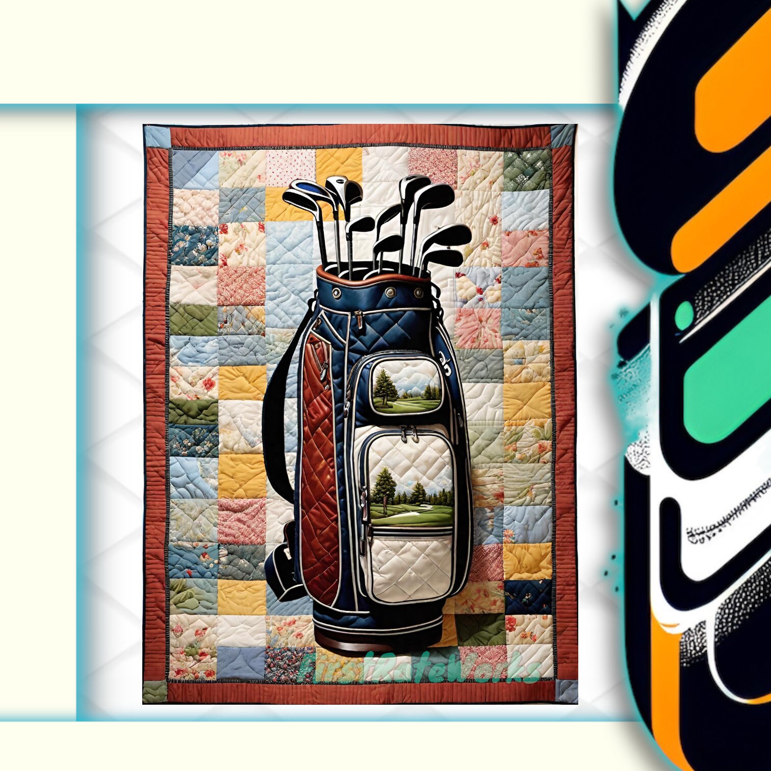 Golf Quilt Patterns - Patchwork Golfing Art - Golf Course Landscape ...