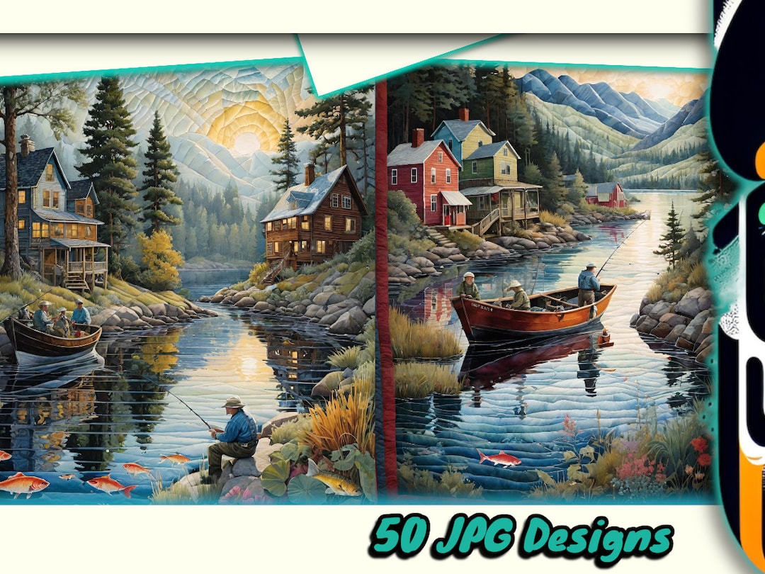 Fishing Quilt Patterns - Patchwork Coastal Scenery - Fisherman ...