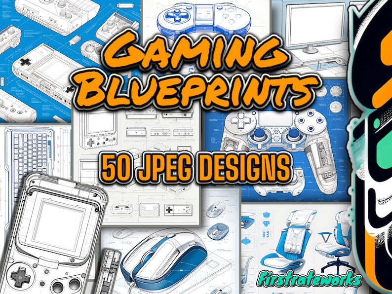 Vintage Video Game Patterns | Electronics Art | Blueprints | Console ...