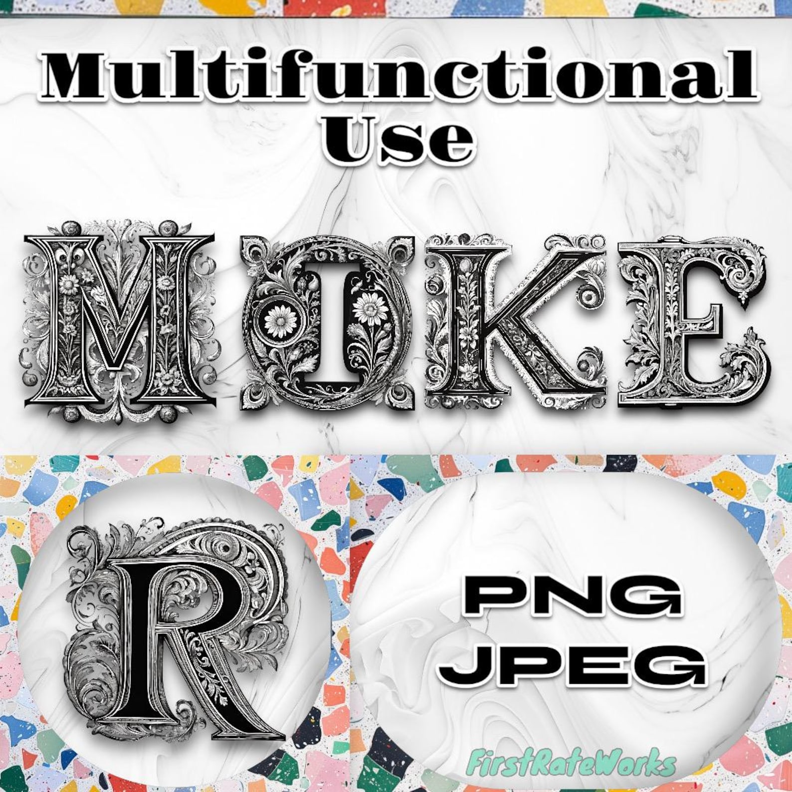 Old English Font Lettering - Complete Alphabet Set | Intricate Black ...