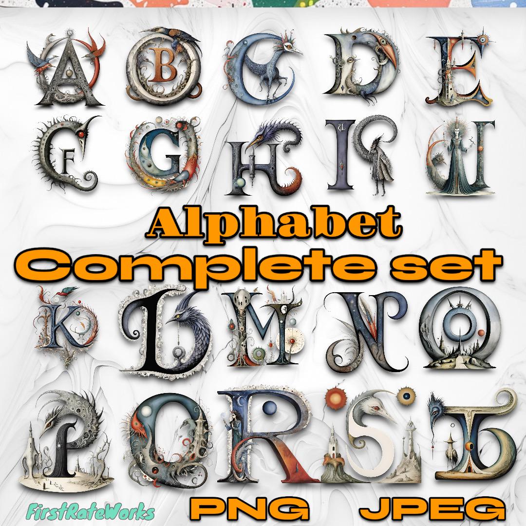 Spooky Doodle Font Lettering - Complete Alphabet Set | Gothic Art ...
