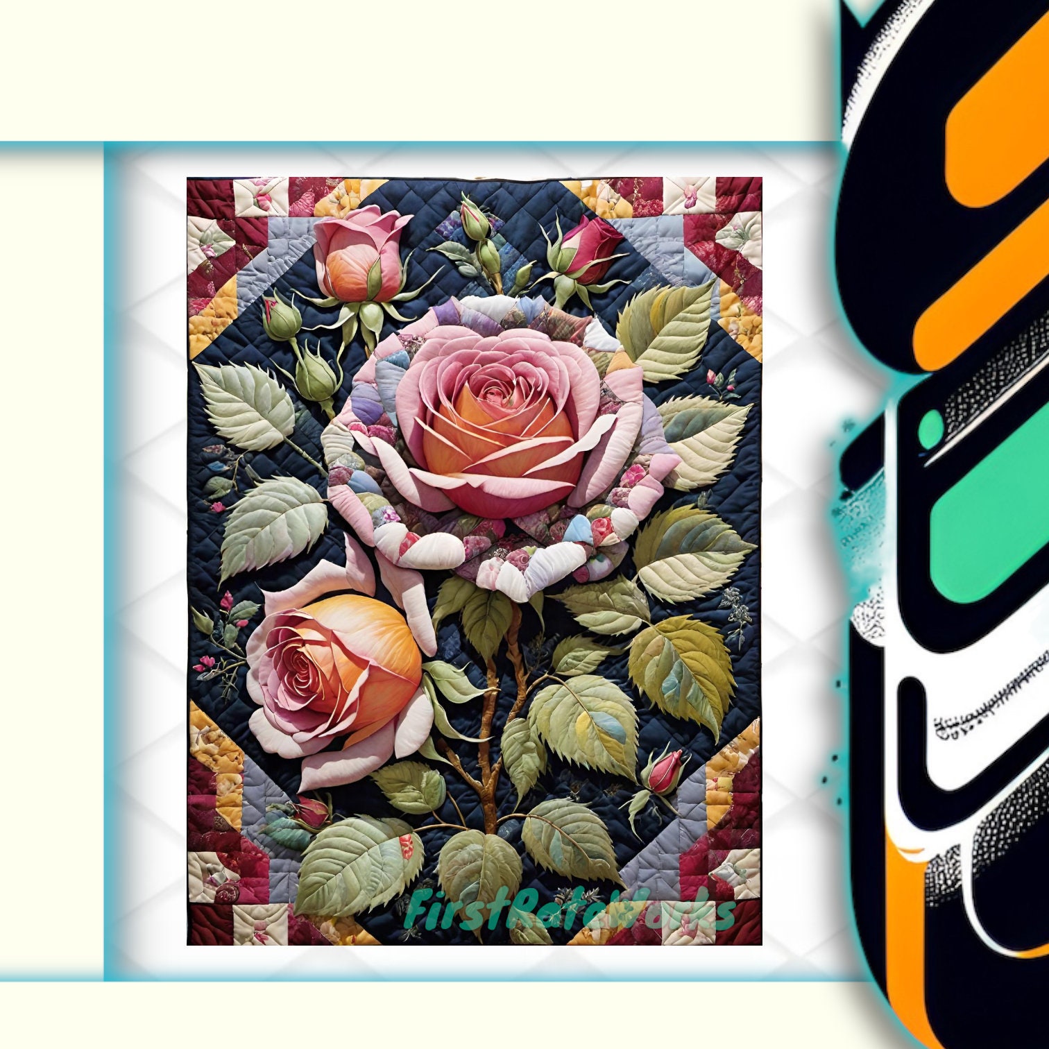 Rose Floral Quilt Patterns - Patchwork Nature Scenery - Pink Rose ...