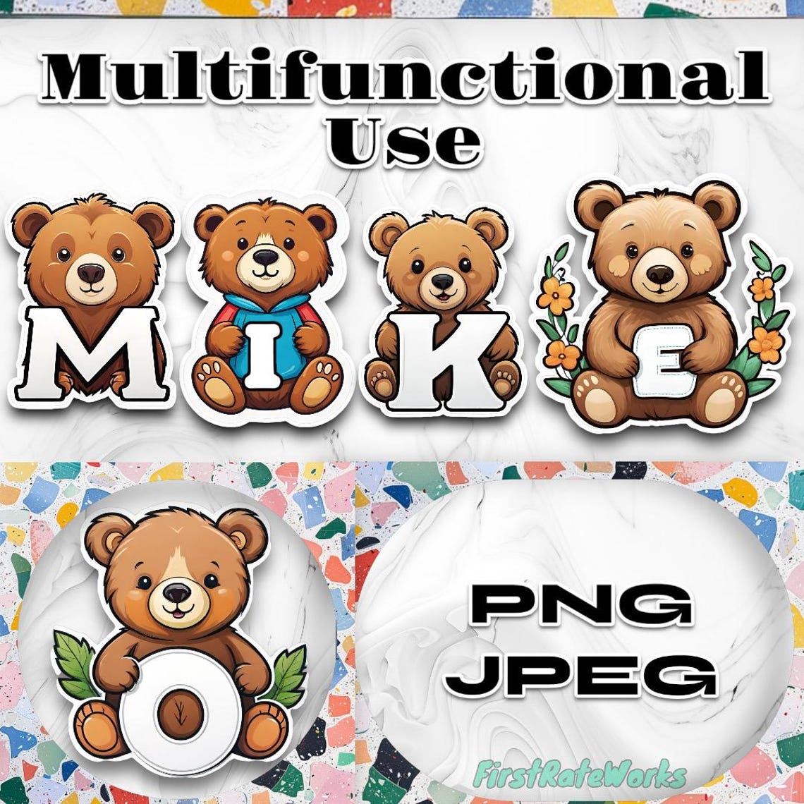 Complete Bear Theme Alphabet Set | Cute Baby Cubs Holding Font Letters ...