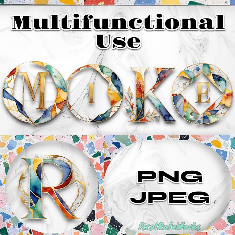 Stained Glass Font Lettering - Complete Alphabet Set | 24k Gold Accents ...