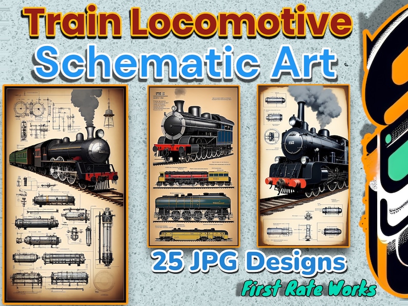 Antique Train - Locomotive Art | Printable Blueprint Patterns | Steam ...