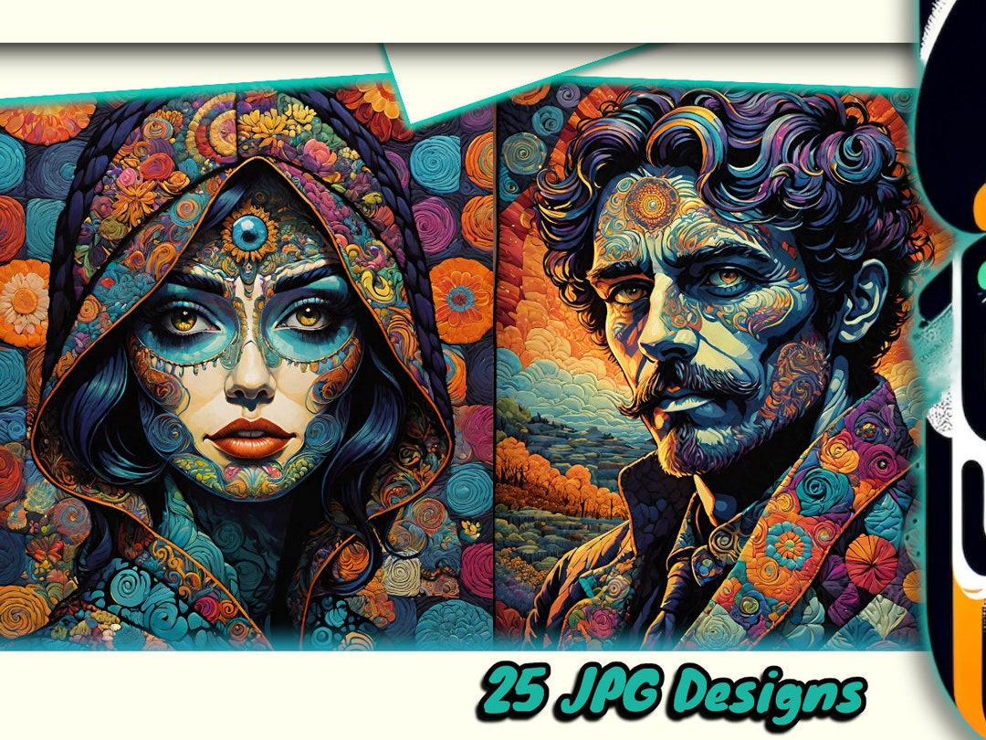 Vibrant Psychedelic Quilt Patterns - Patchwork Quilt Portraits ...