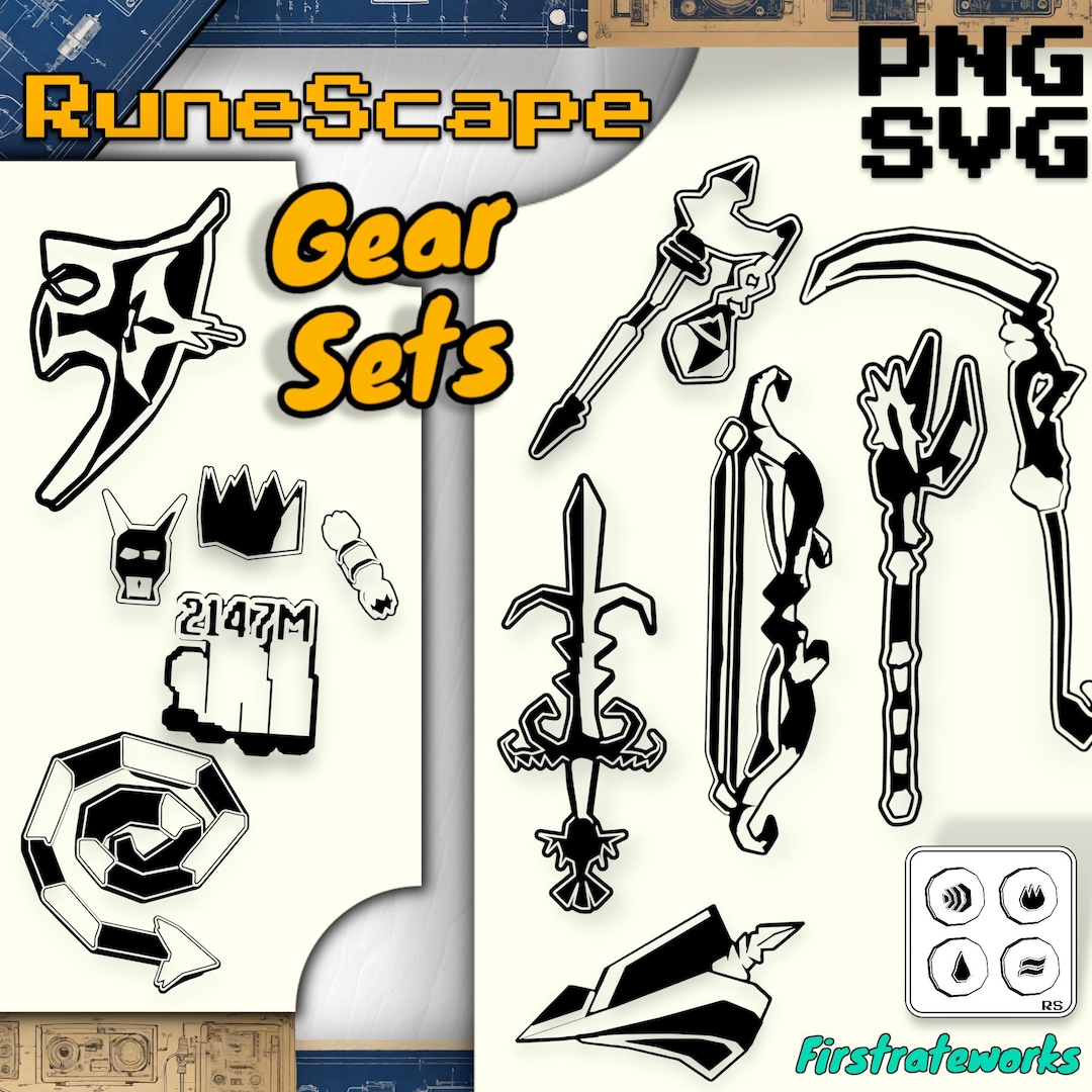Premium OSRS Weapons & Gear Sets of 10 SVG and PNG Files Old School ...