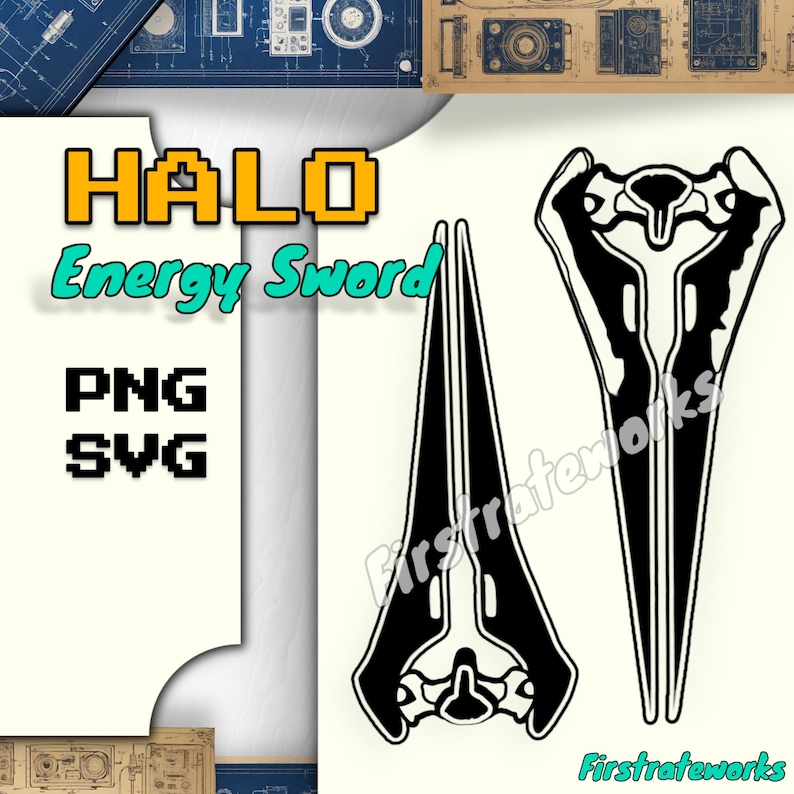 Halo Energy Swords Silhouette Set of 2 SVG and PNG Files - Gaming ...