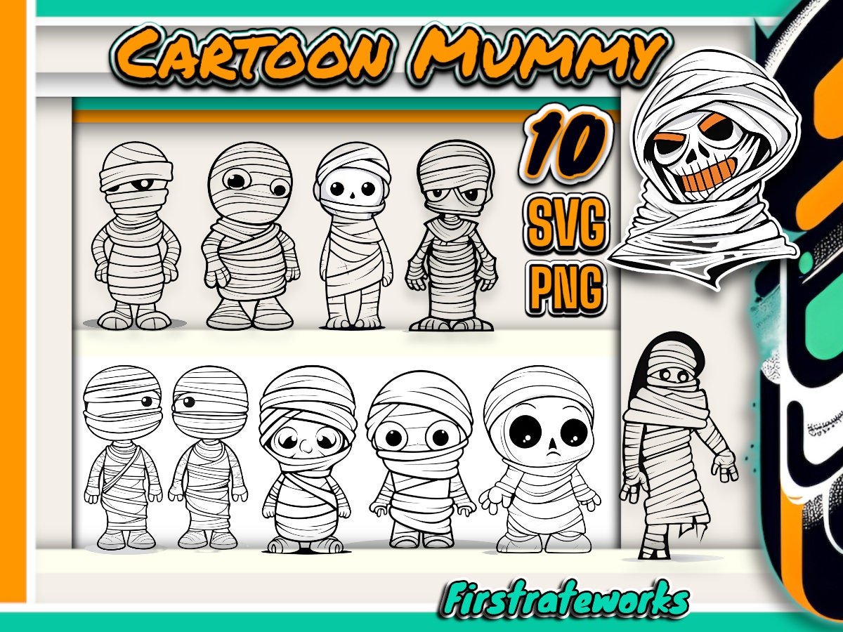 Mummy Clipart | Halloween SVG | Halloween Monster | Cute PNG Set of 10 ...