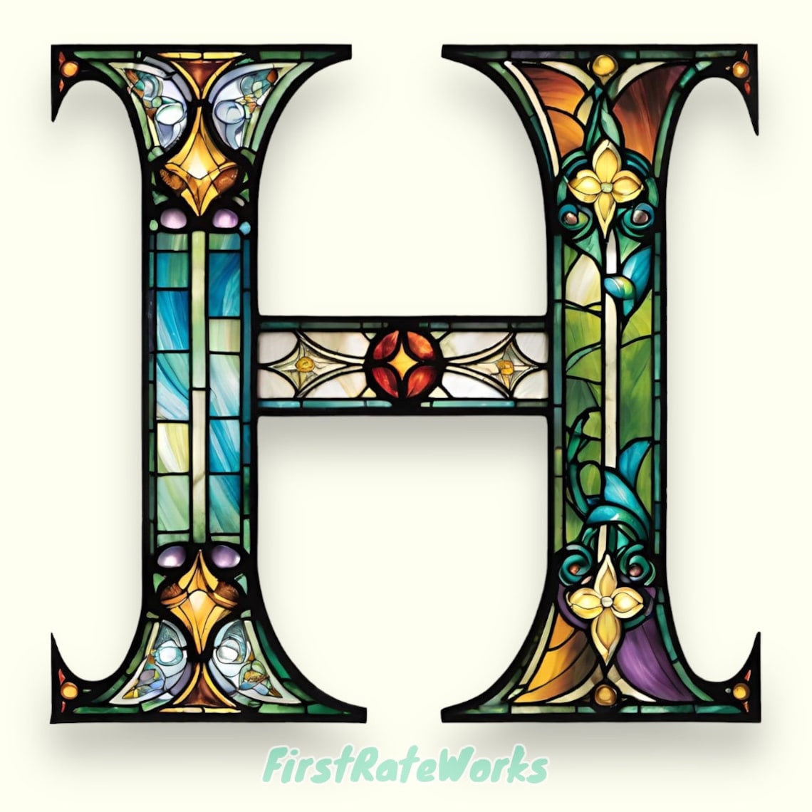 Stained Glass Font Lettering - Complete Alphabet Set | Decorative ...