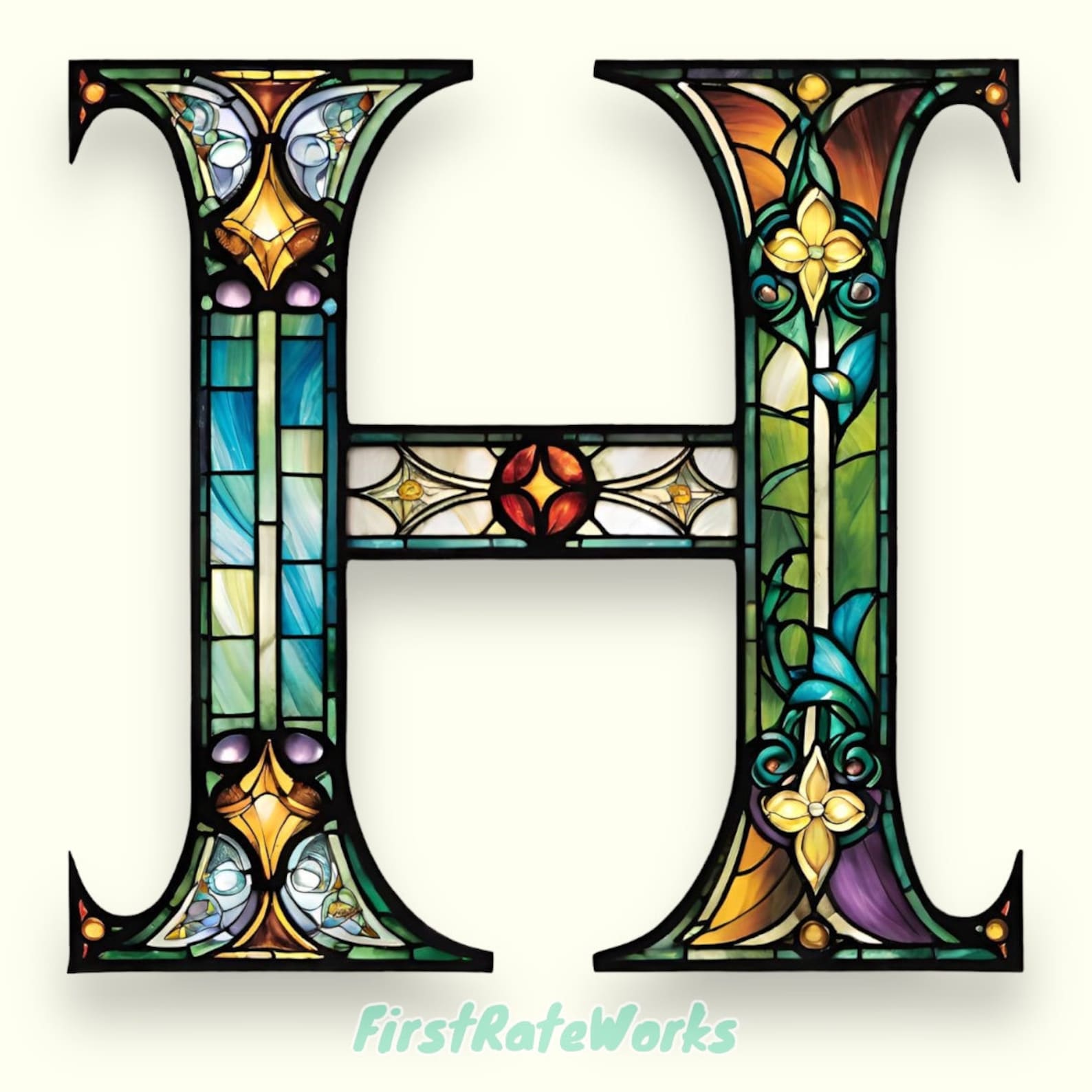 Stained Glass Font Lettering - Complete Alphabet Set | Decorative ...