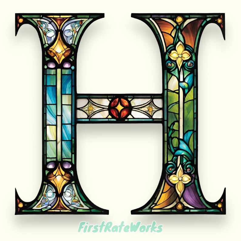 Stained Glass Font Lettering - Complete Alphabet Set | Decorative ...