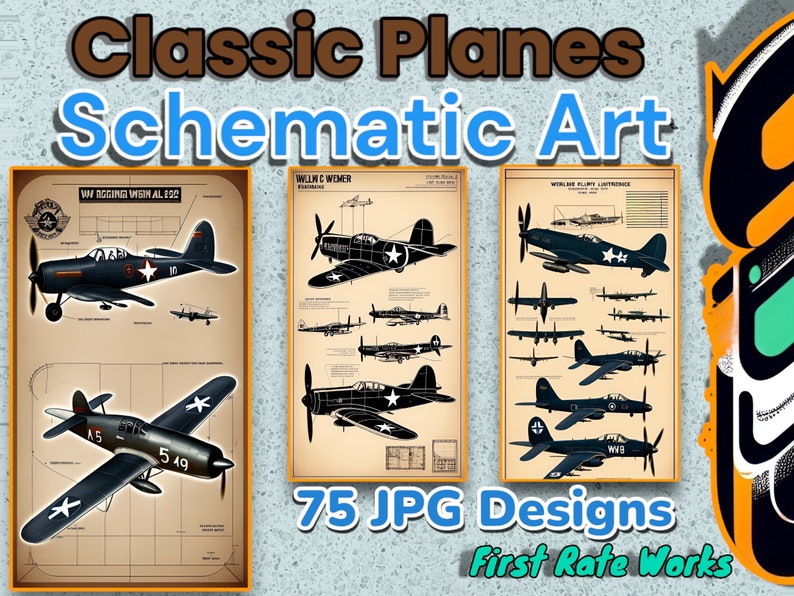 WW2 Plane Art Blueprint - Aviation Map Prints | Vintage Schematic ...