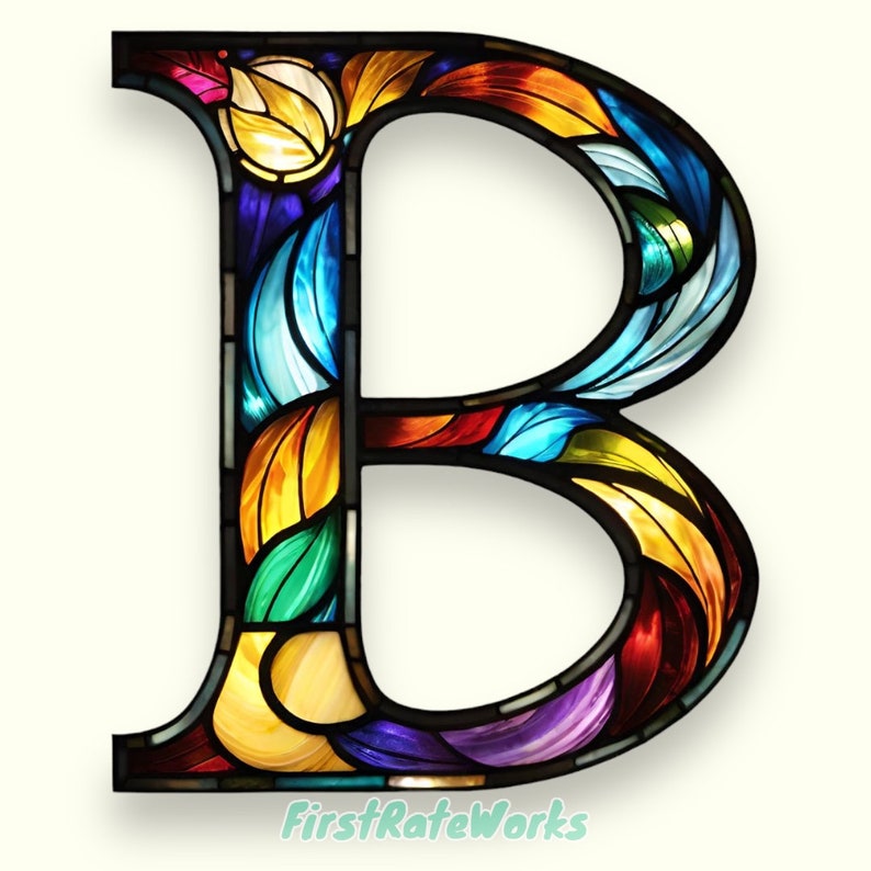 Stained Glass Font Lettering - Complete Alphabet Set | Decorative ...
