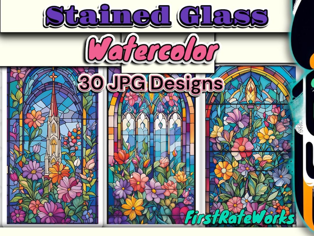 Watercolor Stained Glass Window Pattern | Cathedral Watercolor Art ...