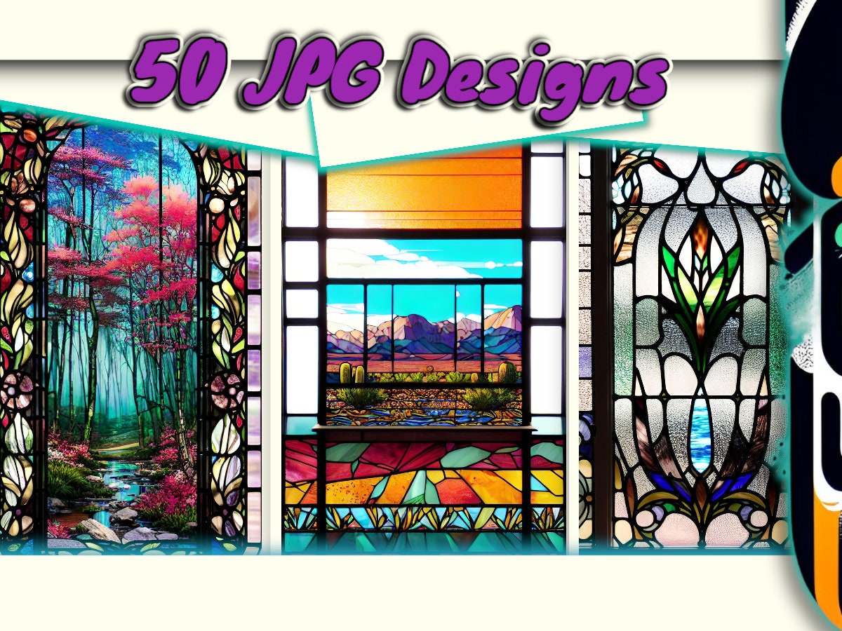 Nature Landscape Stained Glass Window Patterns | Cathedral Glass Art ...