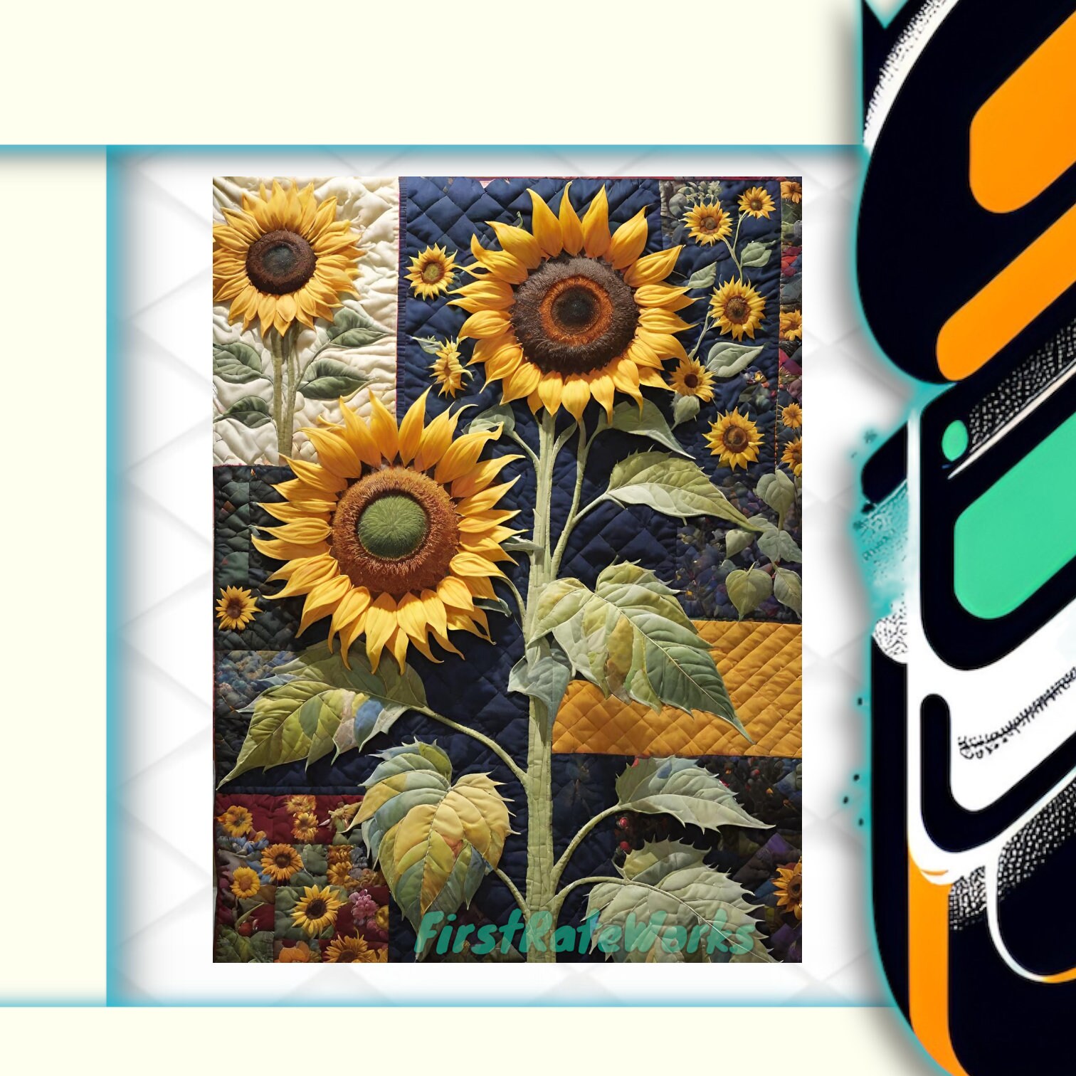 Sunflower Quilt Patterns - Patchwork Nature Scenery - Floral Wall Art ...