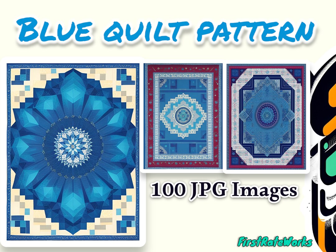 Patchwork Quilt Blankets - Printable Blue Color Crafting Patterns ...