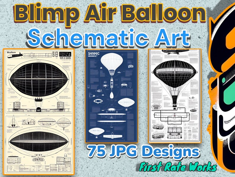 War Blimp Blueprint Patterns Printable Art Military - Etsy