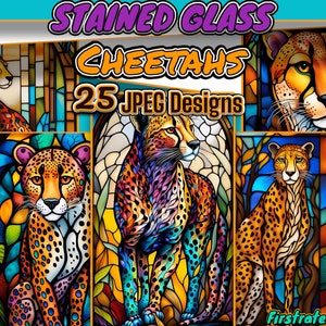 Stained Glass Window Cheetah - Big Cats Animal Pattern | African ...