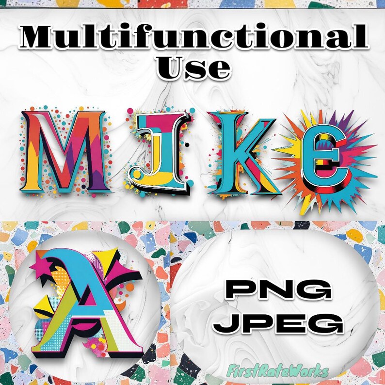 Retro Poster Font Lettering - Complete Alphabet Set | Colorful Letters ...