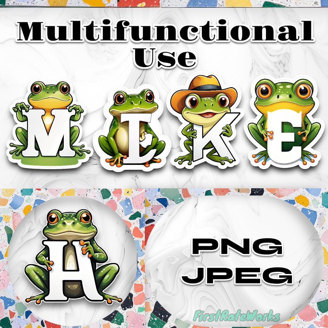 Complete Frog Theme Alphabet Font Set | Cute Frogs Holding Letters A-Z ...
