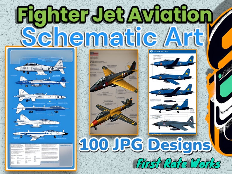 Jet Blueprint Pattern Airplane Map Schematic Aviation Art Diagram ...