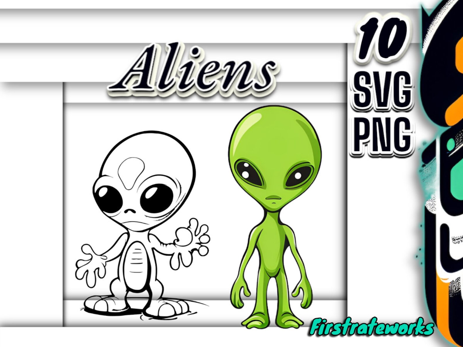 Alien Clipart - SVG and PNG Files | 10 Digital Download Files | Aliens ...