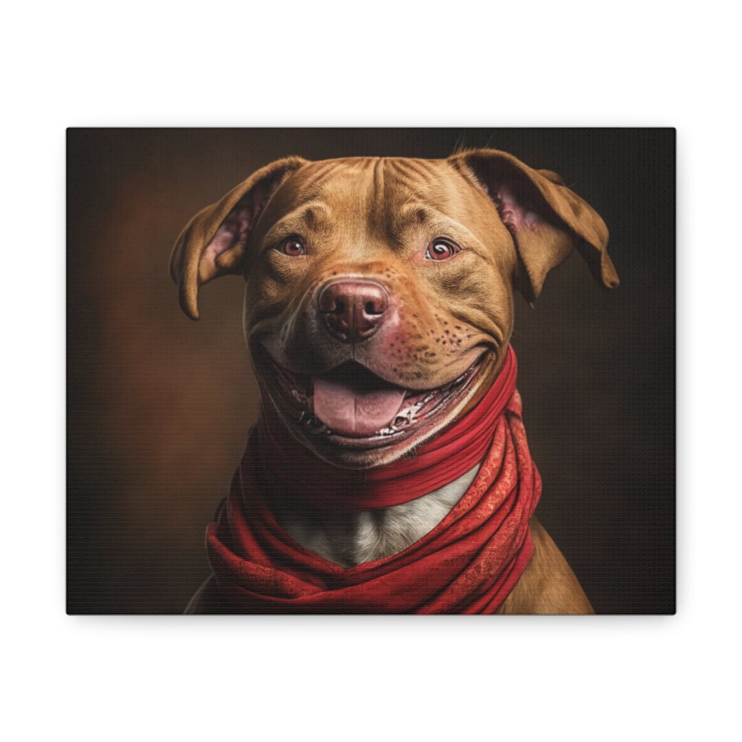 Happy Dog Portrait, Staffy Canvas, English Staffy Portrait, Dog With ...