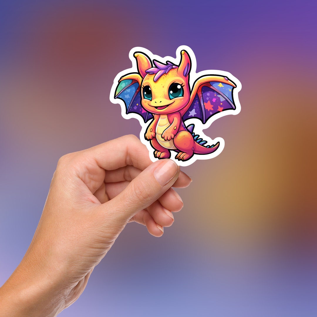 Adorable Stargazer Chibi Dragon Die Cut Vinyl Sticker - Kawaii ...