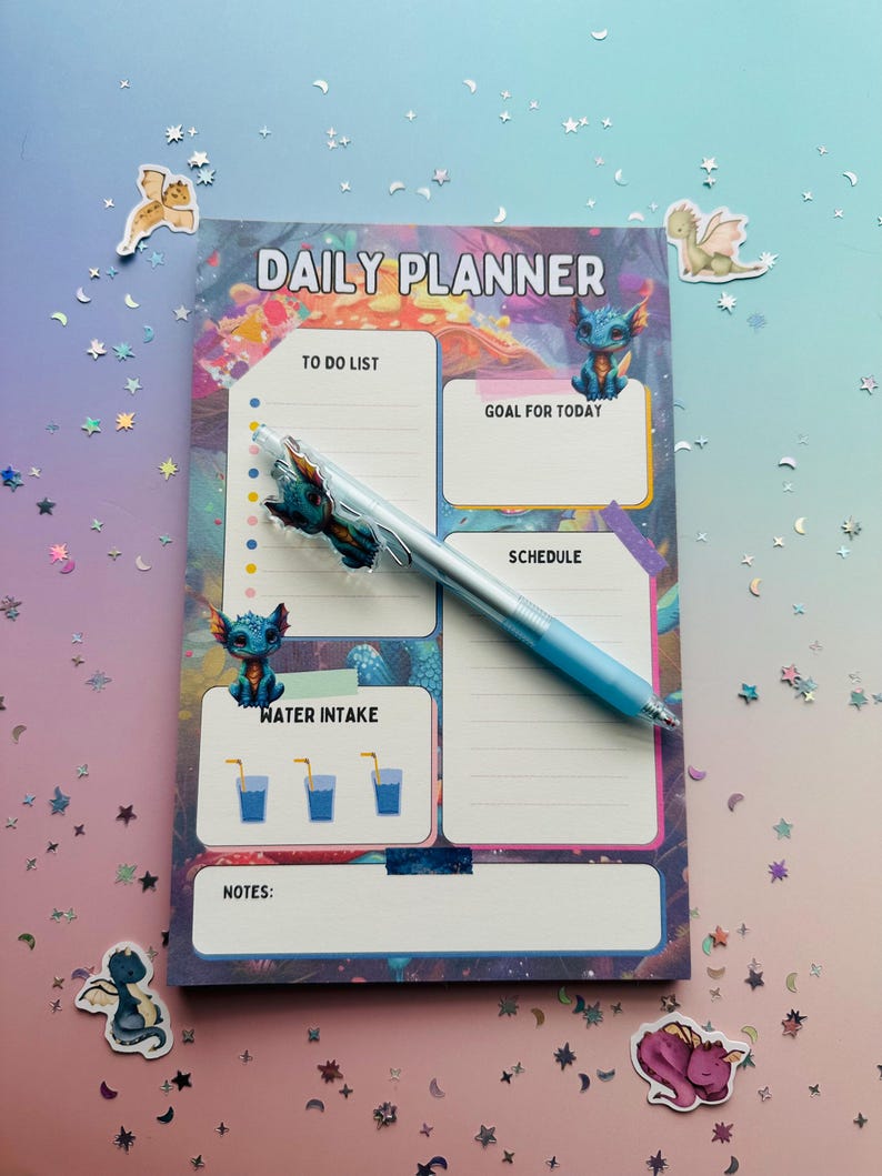 Kawaii Blue Chibi Dragon Pen: Fantasy Writing Stationery Gift for ...