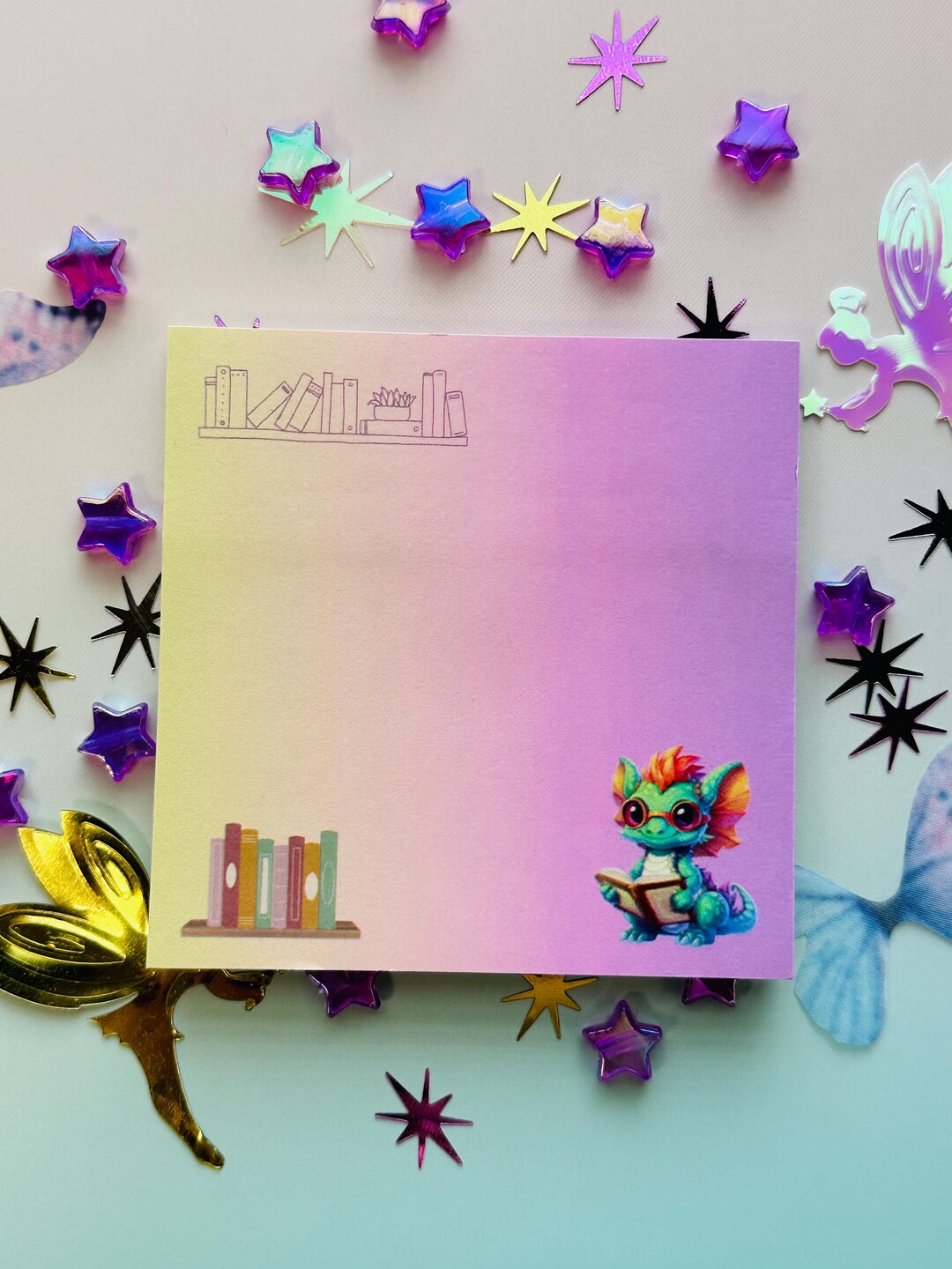 Book Dragon Sticky Note - Etsy