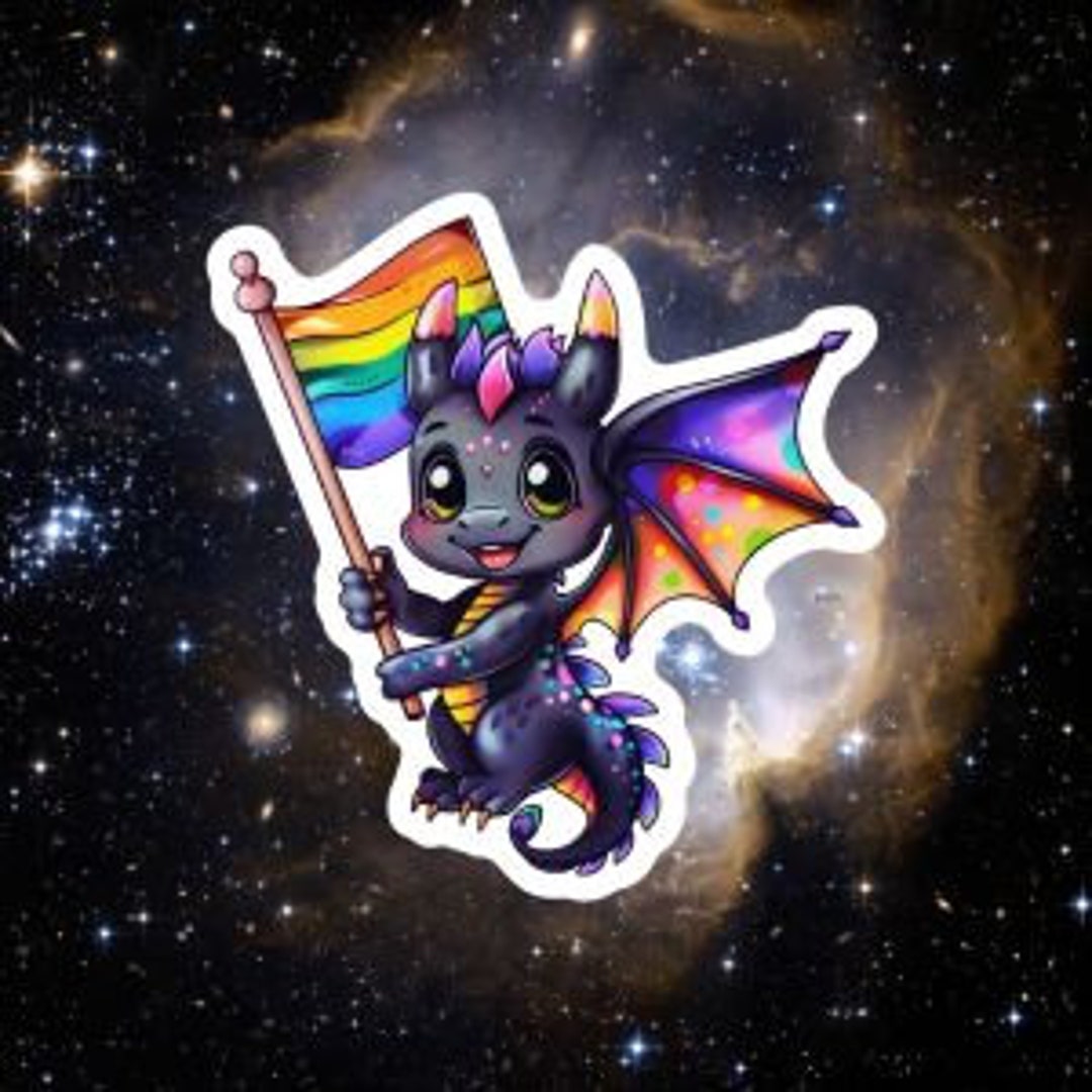 Chibi Pride Flag Dragon Sticker - Etsy