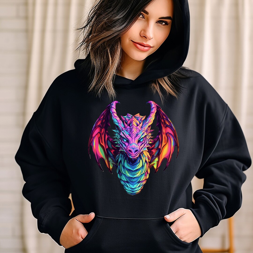 Rainbow Dragon R-9 Unisex Hooded Sweatshirt, Multicolor Dragon ...