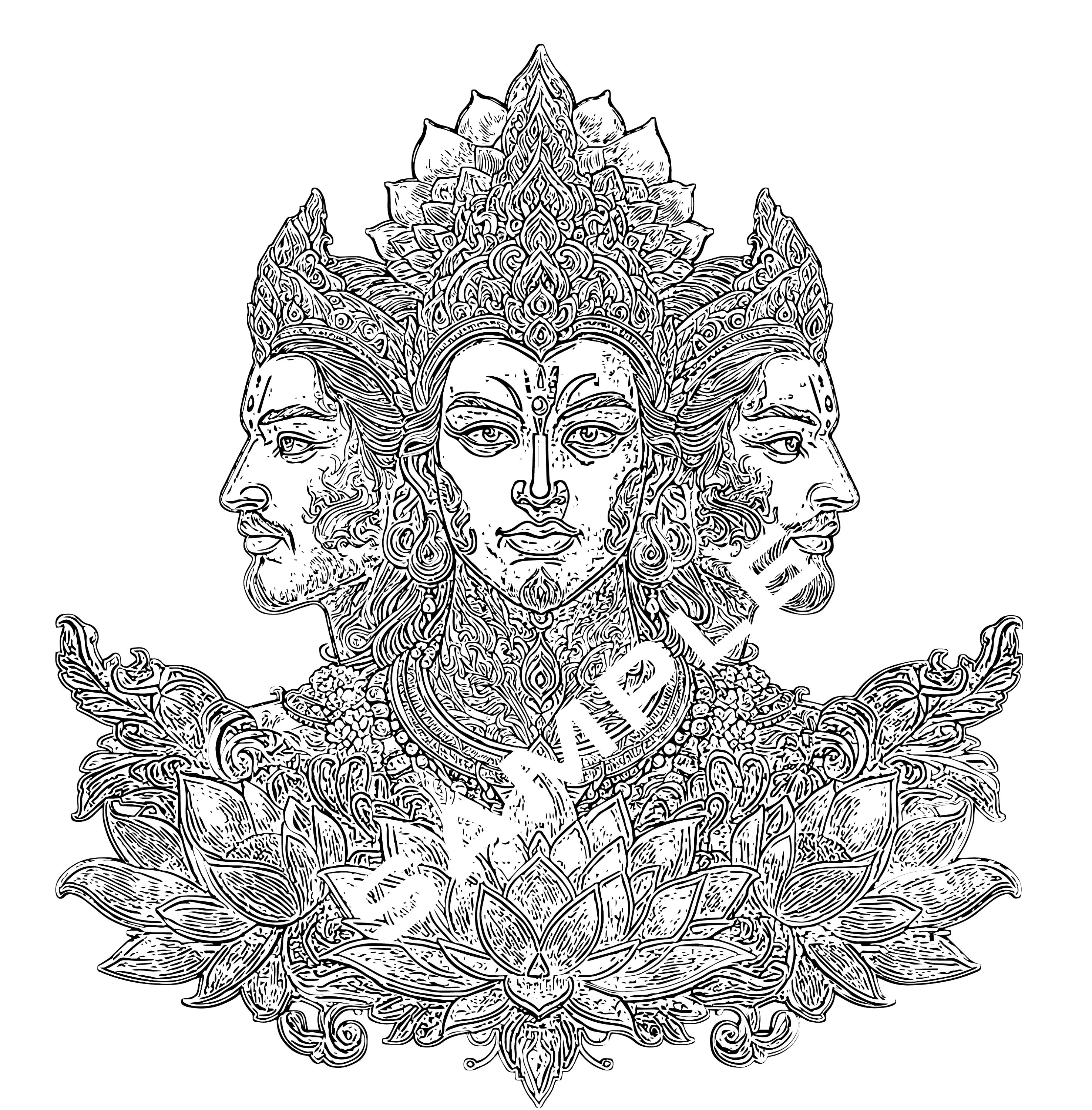 BRA1: Lord Brahma Design-high-quality-digital File Print on Demand and ...
