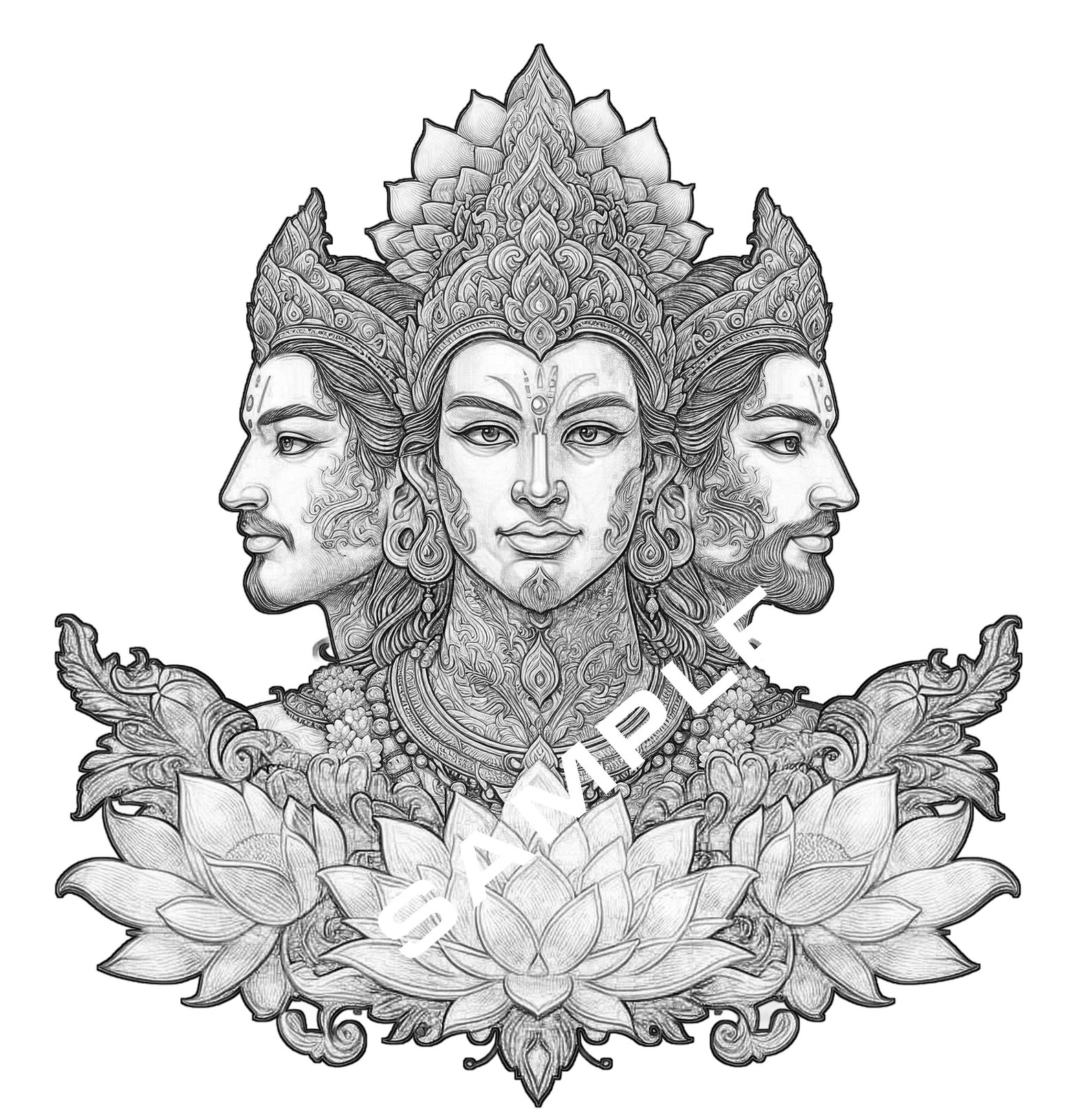 BRA1: Lord Brahma Design-high-quality-digital File Print on Demand and ...