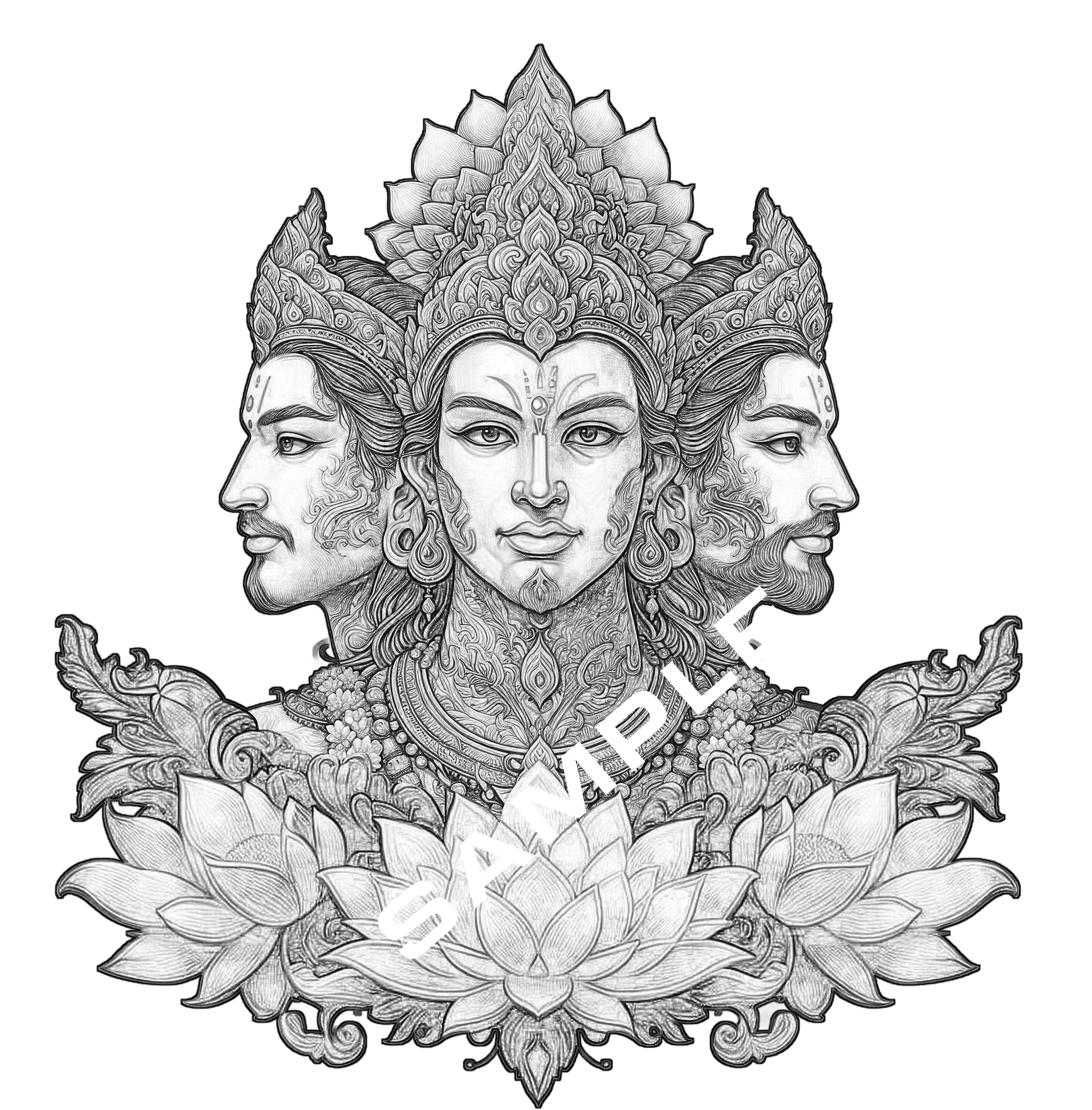 BRA1: Lord Brahma Design-high-quality-digital File Print on Demand and ...
