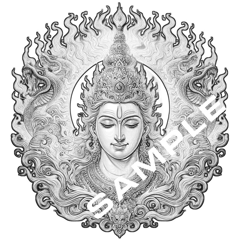 VIS25: Lord Vishnu Design-high-quality-digital File Print on Demand and ...