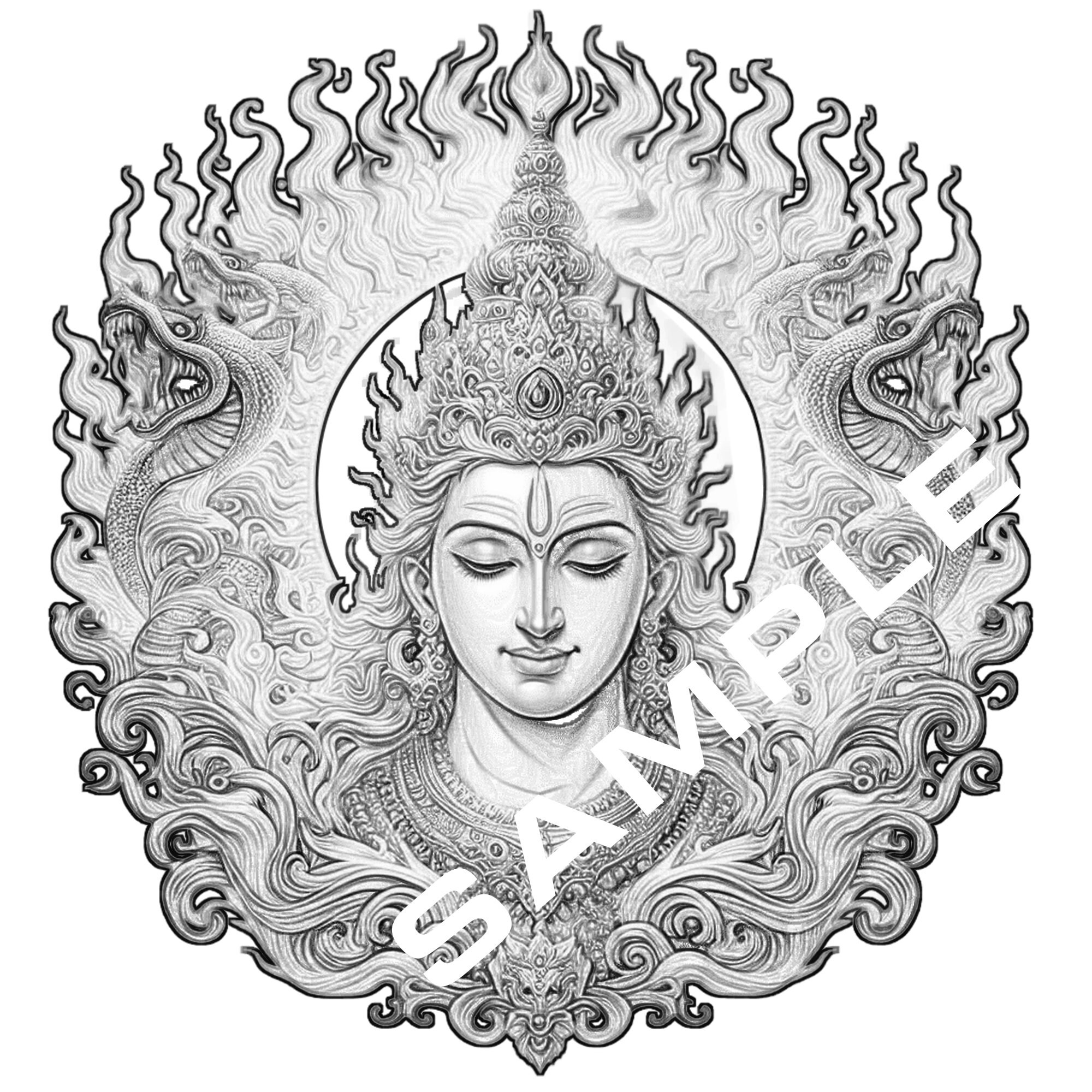 VIS25: Lord Vishnu Design-high-quality-digital File Print on Demand and ...