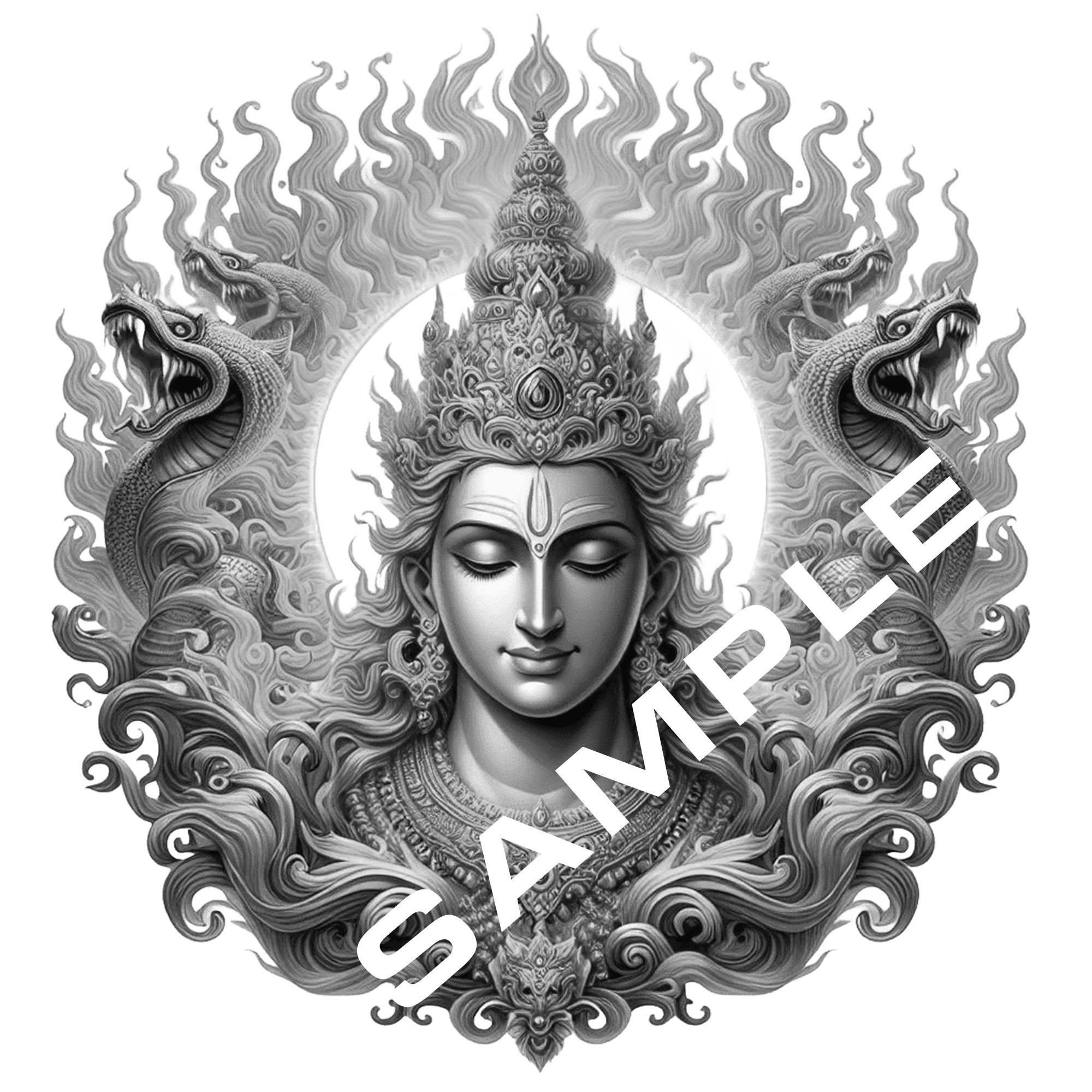 VIS25: Lord Vishnu Design-high-quality-digital File Print on Demand and ...