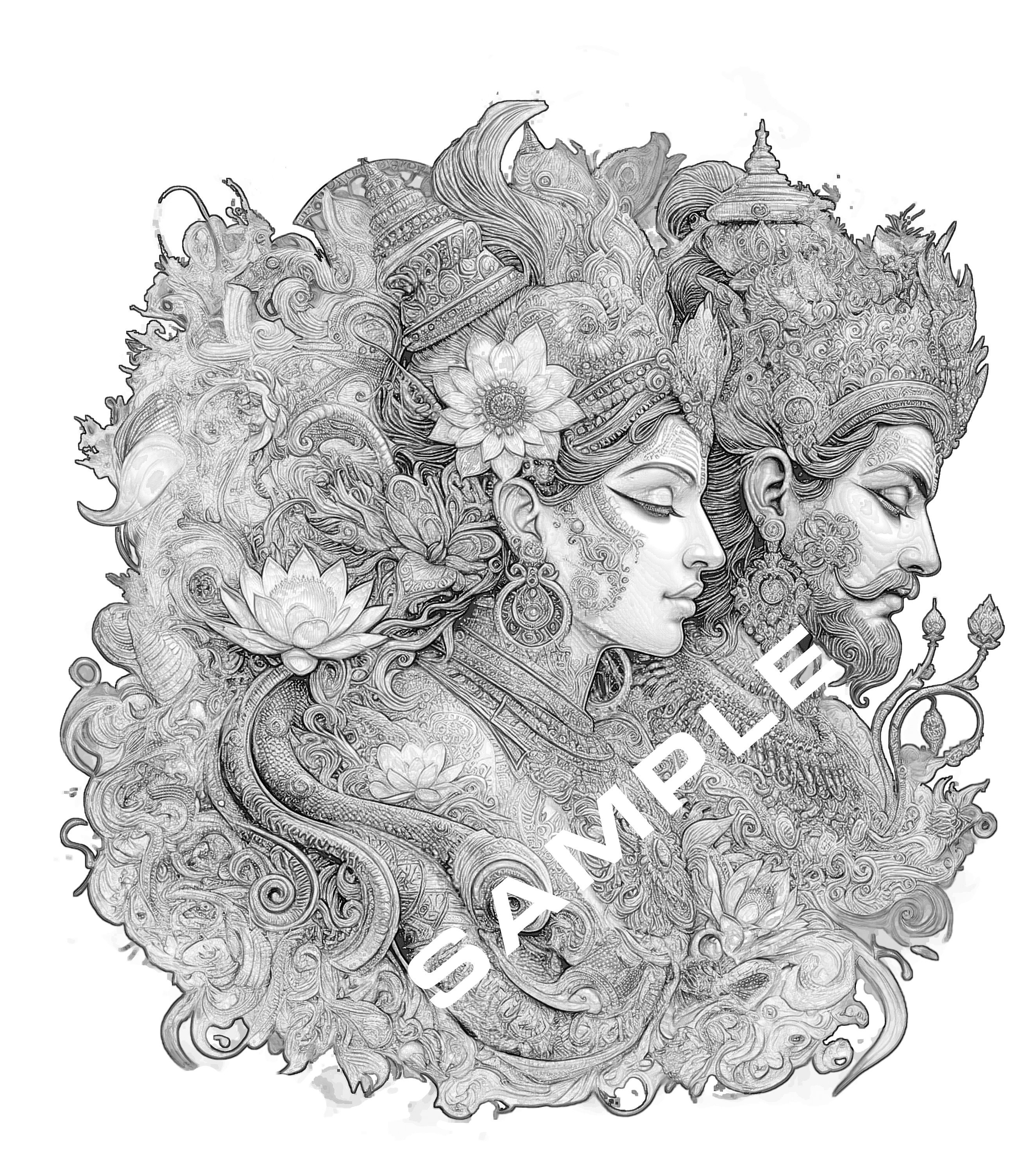HAL1: Lord Shiva and Parvati Design-high-quality-digital File Print on ...