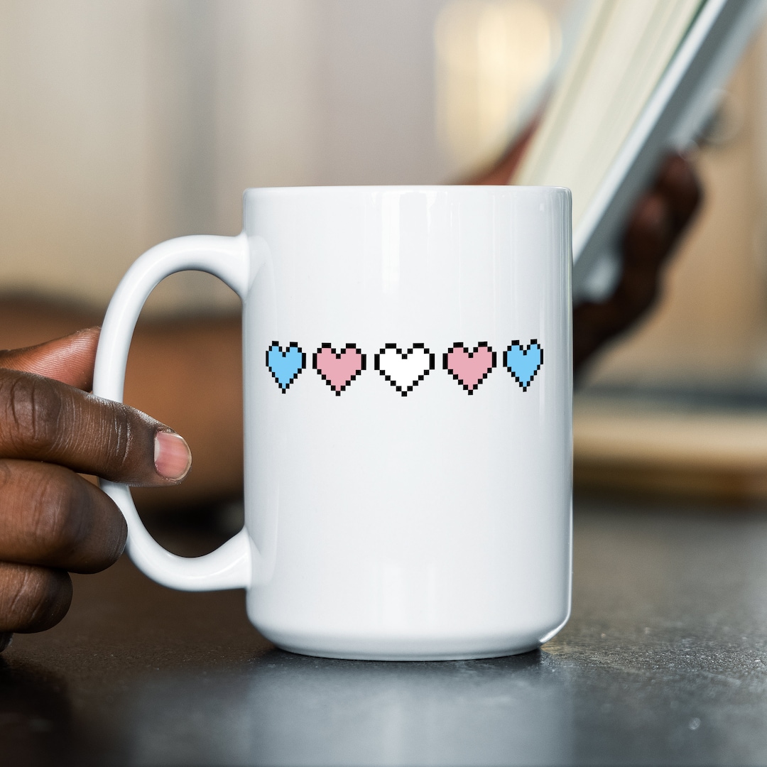 Transgender Gamer Flag Mug Gift | 8bit Trans Flag Coffee Cup ...