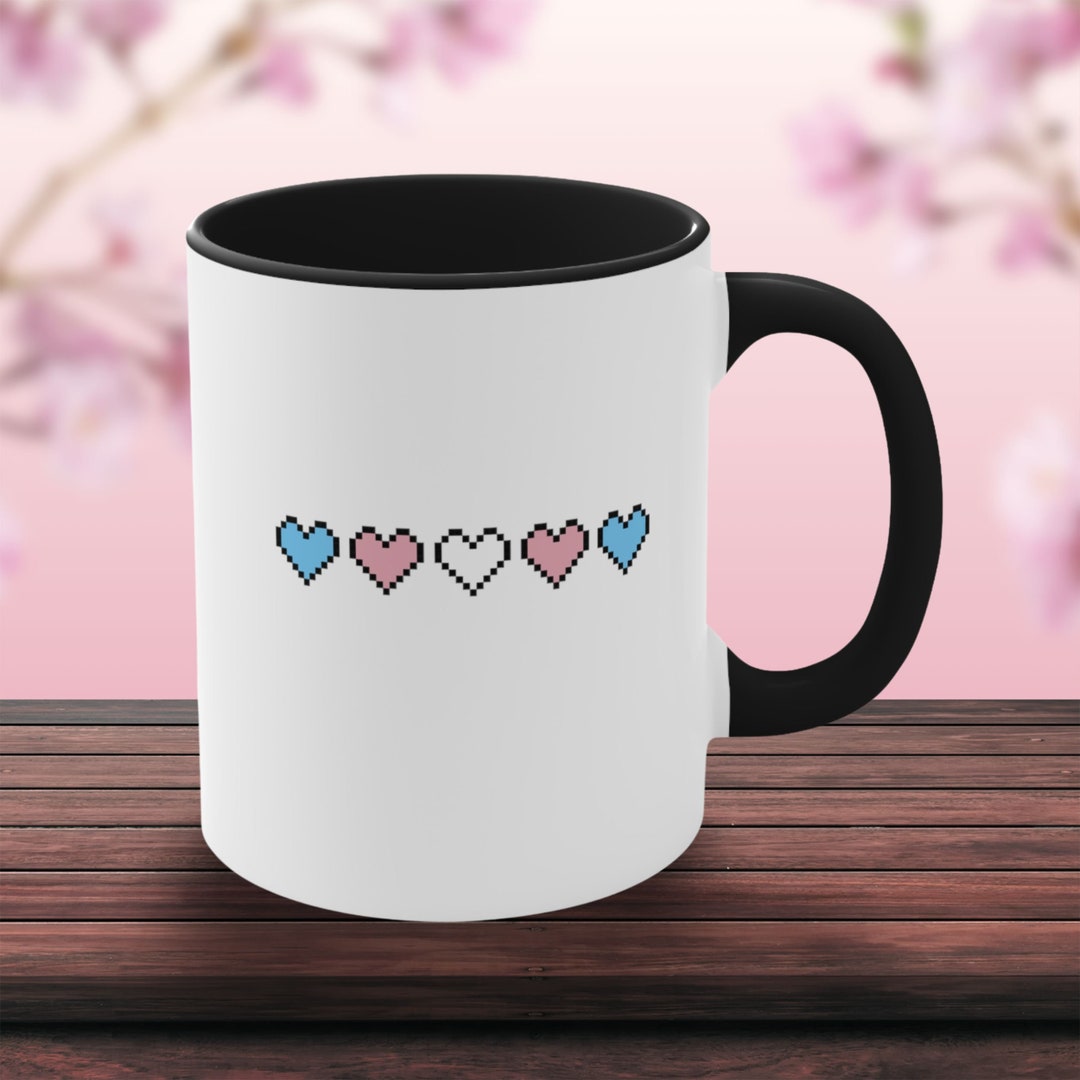 Transgender Gamer Flag Mug Gift | 11oz Two-toned 8bit Trans Flag Coffee ...