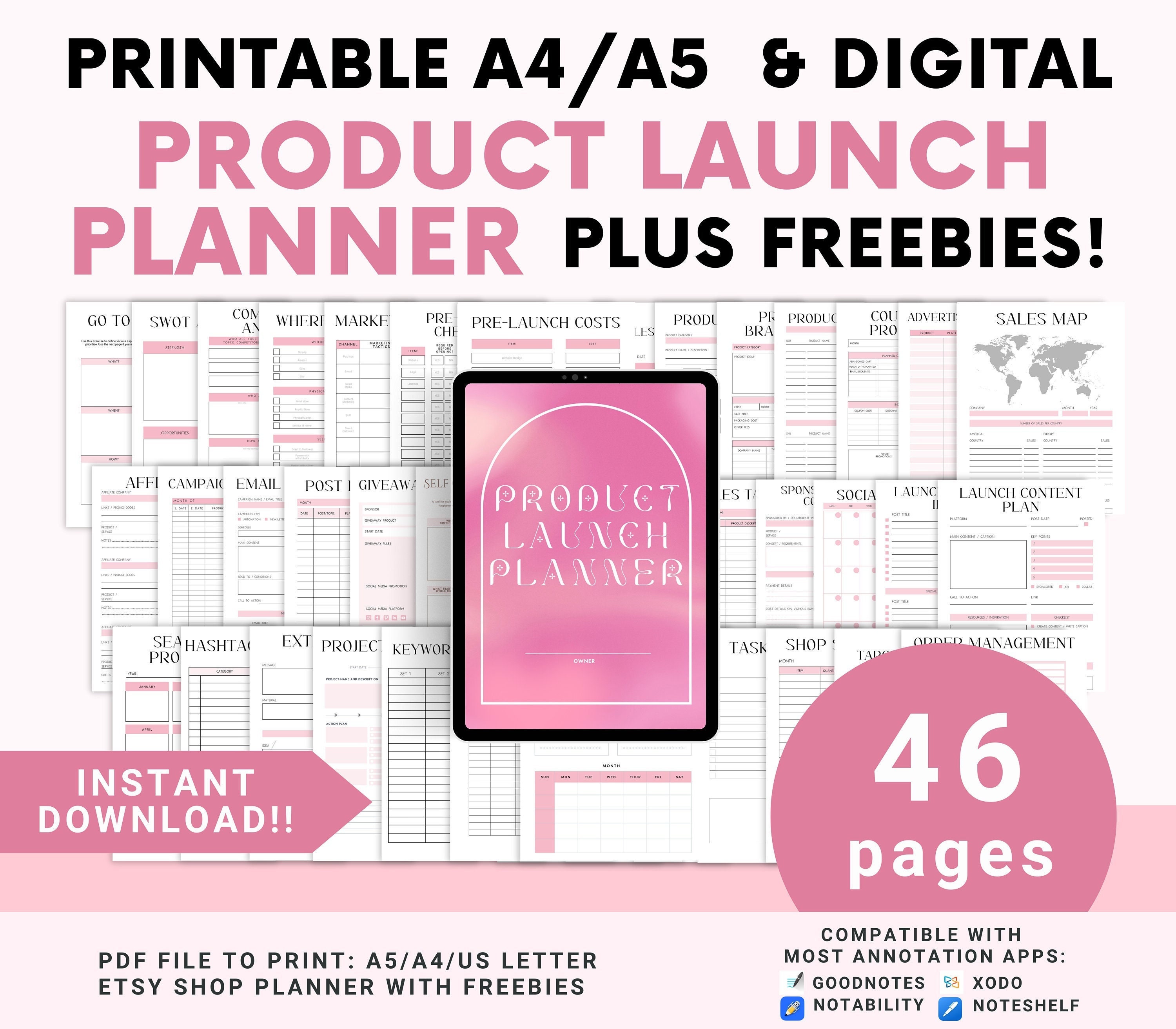 Product Launch Planner Printable and Digital Planner Pricing Worksheet ...
