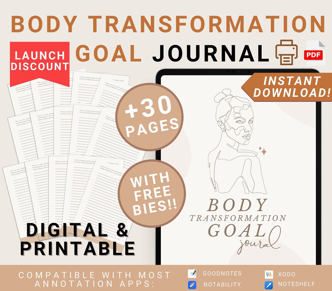 Printable Fitness Goal Body Transformation Journal Digital - Etsy