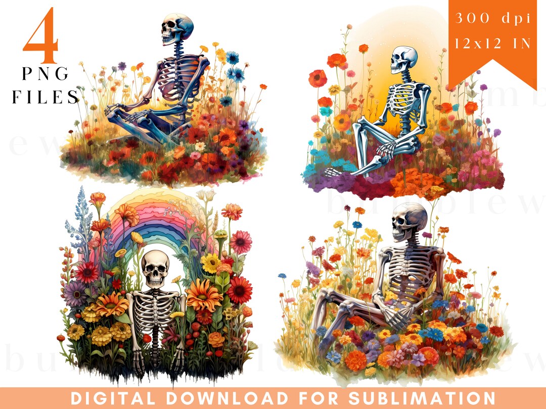 Floral Skeleton Halloween Png Files, Skeleton Png, Halloween ...