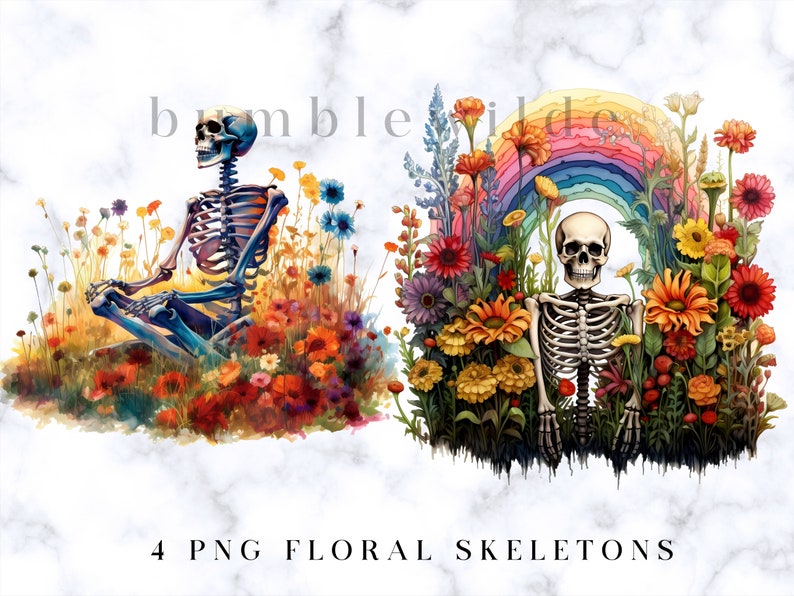 Floral Skeleton Halloween Png Files, Skeleton Png, Halloween ...