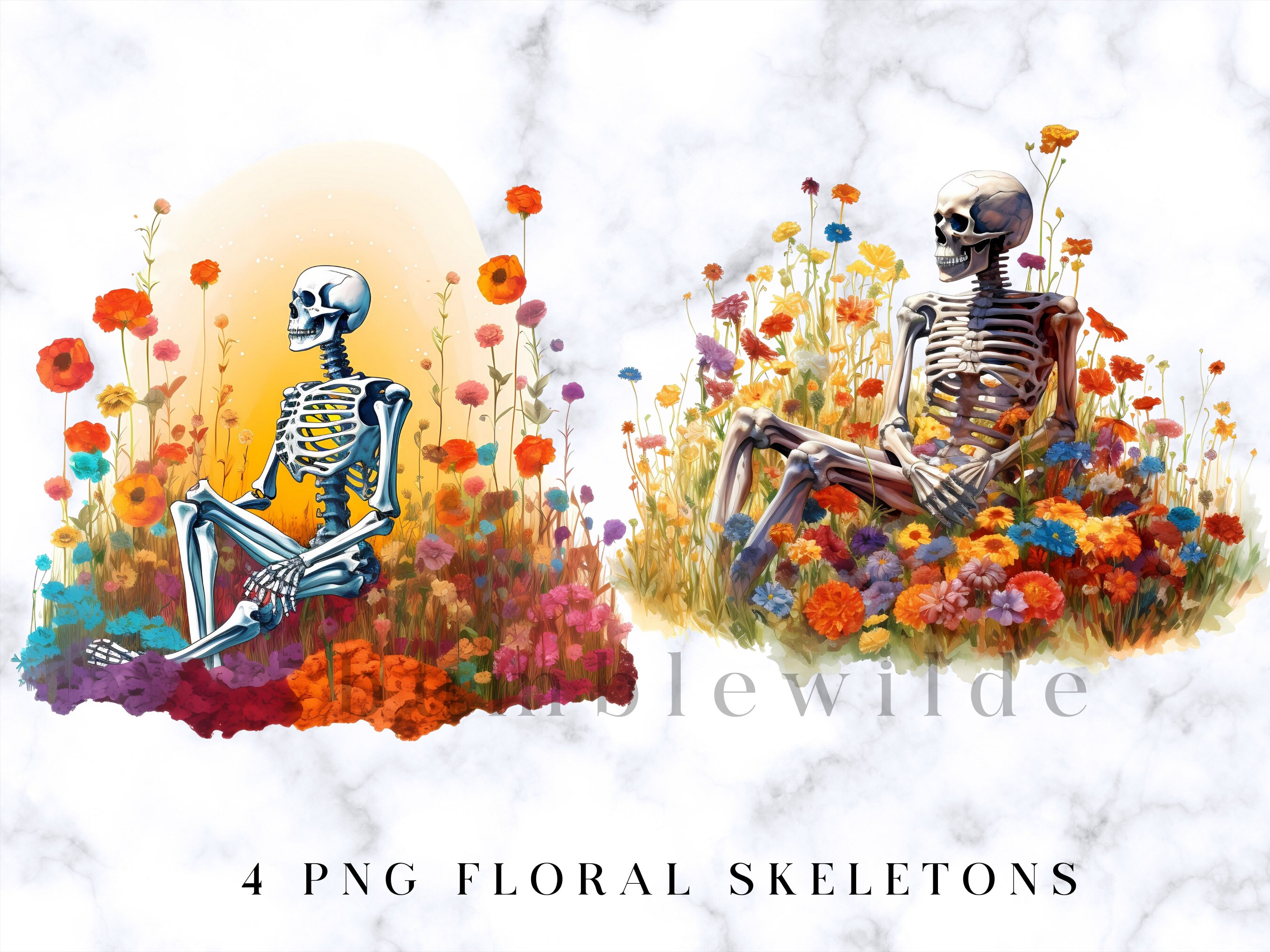 Floral Skeleton Halloween Png Files, Skeleton Png, Halloween ...