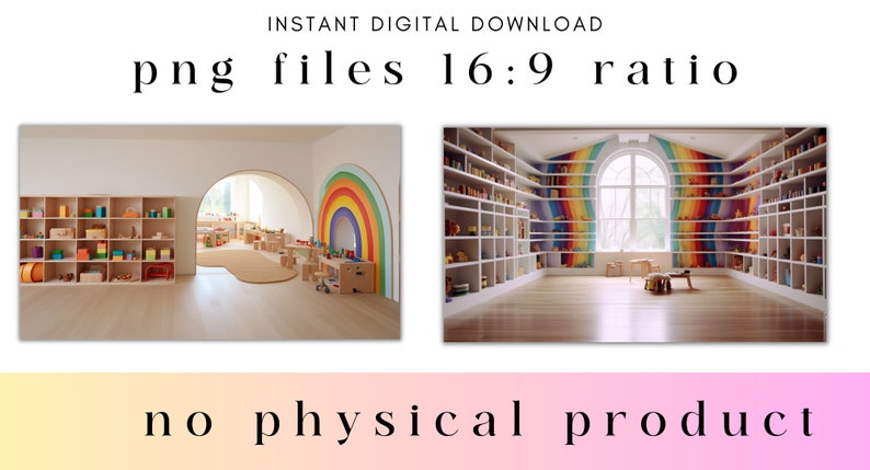 Zoom Backgrounds Virtual Backgrounds Dream Rainbow Playroom - Etsy 日本