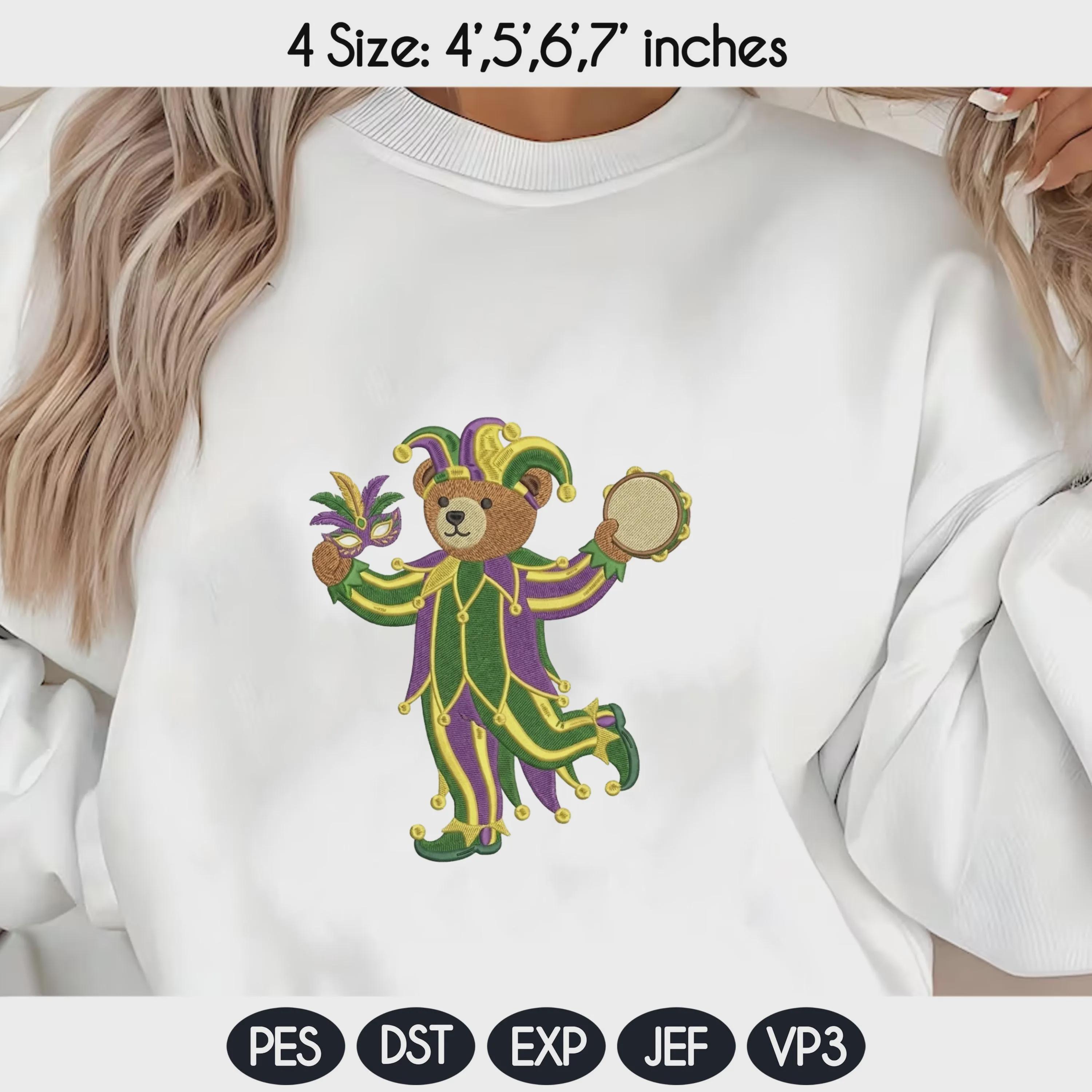 Holiday Teddy Bear Embroidery Design Bundle, Valentine Mardi Gras St ...